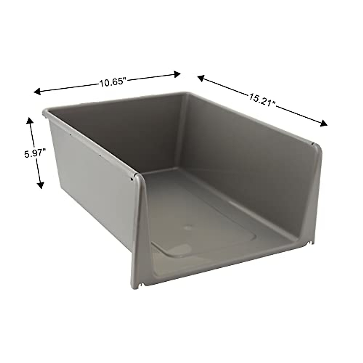 Organize Your Home Stackable Storage Containers with Open Front, 3 Pack, Great Organizing Bins for Pantry, Closet, Bedroom, and all Storage, Grey, 15.2” x 10.6” x 6.0”