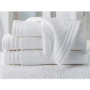 Renaissance Hotels Exclusive Diagonal Piqué Hand Towel - 1 Fluffy, Combed Cotton Hand Towel with Elegant Trim Border - White - 16" x 27"