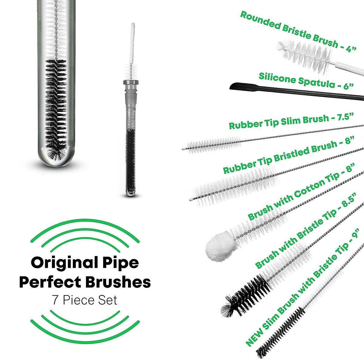 Pipe Perfect | Original (Mid-Sized) | 7pcs Multi-Purpose Brush Pack | Pipe Cleaner for Small Pipe and Tube Cleaning Brush Kit