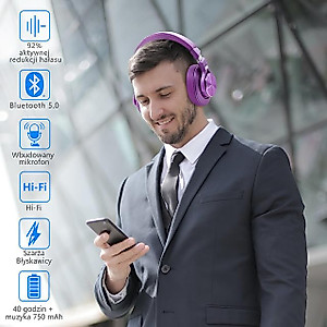 Srhythm NC75 Pro Noise Cancelling Headphones Bluetooth 5.0 Wireless,40H Playtime Headsets Over Ear with Microphones&Fast Charge for TV/PC/Cell Phone