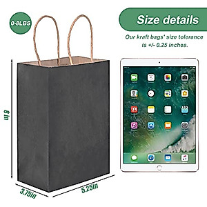 Fib-utopia 100Pcs Small Black Gift Bags Bulk, 5.25x3.75x8 Inches Kraft Paper Gift Bags with Handles