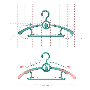 Adjustable Baby Hangers, Plastic Non-Slip Stackable Baby Hanger, Durable & Great as Newborn Kid Child Children Toddler or Infant Clothes Racks for Nursery Closet Wardrobe Pack of 20 (Mint Blue)
