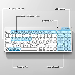 OMOTON Bluetooth Keyboard for Mac, Sleek Design, Quiet Typing, Wireless Keyboard with Numeric Keypad Compatible with MacBook Pro/Air, iMac, Mac Mini/Pro Laptop (Silver)