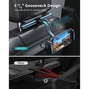 APPS2Car Tablet Holder for Car Headrest, iPad Holder for Car Back Seat, Adjustable Gooseneck Arm & 360° Rotation Fit for iPad Pro Air Mini/Samsung Tabs/Kindles or Other 4.7-12.9” Devices