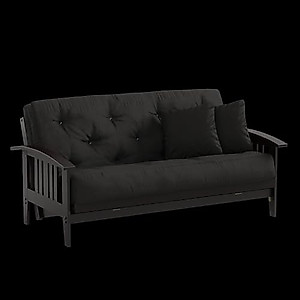 Nirvana Futons Westfield Espresso Finish (Warm Black) Full or Queen Size Futon Set, Mission Style Wood Futon Frame with Mattress Included (Twill Black)