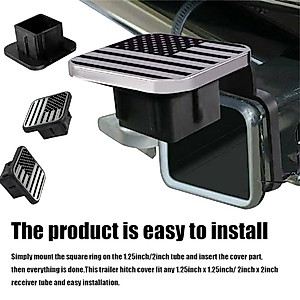 cueclue 1 PC Tow Hitch Dust Plug, American Flag 2" Receiver Plug Waterproof Cover, Square Cover Base Rubber Tow Anti-Lost Protection Cover, Universal Exterior Protection Accessories for Cars (Black)