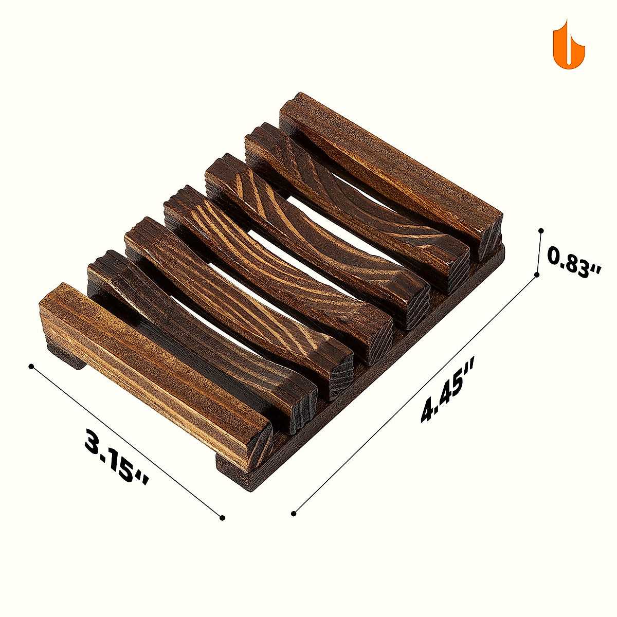 Urbanstrive Eco-Friendly Natural Wooden Soap Dish Soap Saver Holder Soap Tray for Bathroom, Biodegradable, Zero Waste, Plastic Free, Charcoal Color