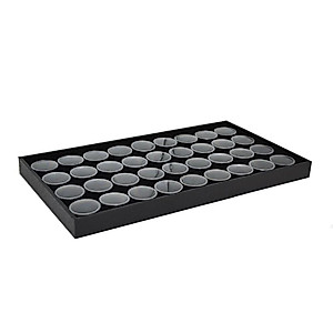 Black Foam with 36 Acrylic Gem Jar Holders Tray Liner