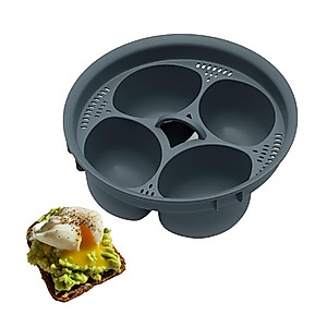 Nonstick Microwave Egg Poacher Insert: 4 in 1 Poached Egg Cooker Egg Boiler, Egg Steamer Poached Egg Cups For Thermomix TM6/TM5/TM31 and Air Fryer Oven (4 cup)