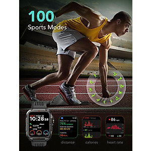 SKG R8 Military Smart Watches for Men (Answer/Make Call) Alexa Built-in, 1.8'' Rugged Bluetooth Tactical Smartwatch for Android iPhone, IP68 Waterproof Fitness Tracker Heart Rate Monitor, 2023 New