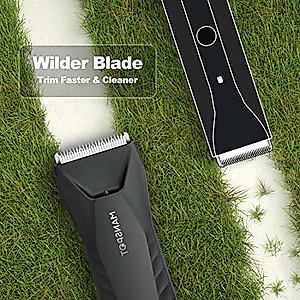 MANSPOT Electric Groin Hair Trimmer, Ball Trimmer/Shaver, Replaceable Ceramic Blade Heads, Waterproof for Wet/Dry Use, Standing Recharge Dock, 90 Minutes Shaving After Fully Charged( Metallic Black)