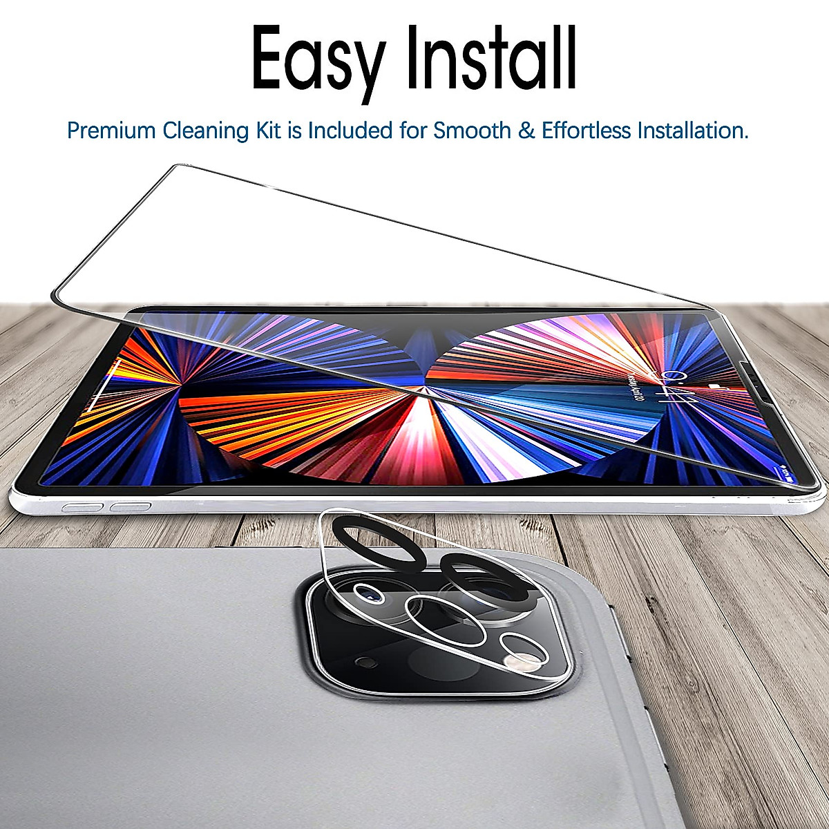 Ferilinso Designed for iPad Pro 12.9 Inch Screen Protector Accessories 2022 2021 2020 4th 5th 6th Generation 2 Pack Tempered Glass with 2 Pack Camera Lens Protector 9H Hardness Face ID Suitable