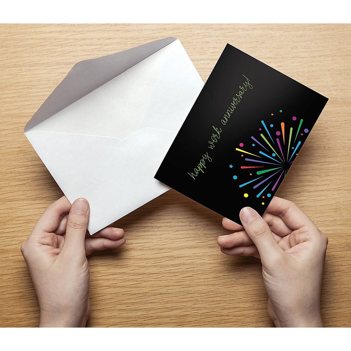 Better Office Products 36 Pack Work Anniversary Cards with Envelopes, Business Employee Appreciation Cards, Bulk Set, 4 x 6 Inch, 6 Fireworks Cover Designs,
