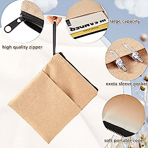 4 Pcs Book Cover for Book Lovers Burlap Book Cover with Zipper Book Protector Pouch Washable Fabric for Teen Adult Gift Teacher Student, 9.06 x 11.41 Inch