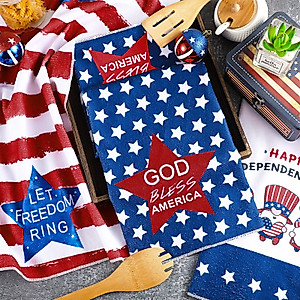 Tudomro 4th of July Kitchen Towels Dish Towels Set of 3 Patriotic Kitchen Towels American Flag Stars Stripe Dishtowel for Independence Day Memorial Day Kitchen Home Decor, 3 Styles, 24 x 16 Inch