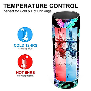 ATHAND Birthday Gifts for Women Girl Friends Her, 20 oz Sunflower Gifts Coffee Mug with Lid, Inspirational Insulated Skinny Tumblers, Cool Leopard Travel Mug for Women (Pack of 1)