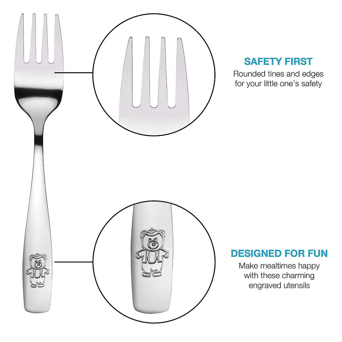 24 Piece Stainless Steel Kids Cutlery, Child and Toddler Safe Flatware, Kids Silverware, Kids Utensil Set Includes 8 Knives, 8 Forks, 8 Spoons, Total of 8 Place Settings, Ideal for Home and Preschools