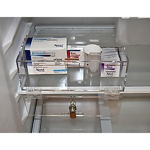 Heavy Duty Medicine/Medication Lock Box with Key - Refrigerator-Safe, Secure Storage and Locking Medicine Box (4.25H x 12W x 6D) for Organized Medicine Management.