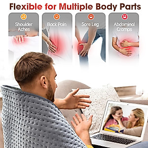 Heating Pad for Back Pain Relief, 17"x 33" Extra Large Electric Heating Pad for Cramps Neck Shoulder, XL Moist Heated Pad Gift for Women & Men, Auto Shut Off Heat Pad, Machine Washable, Light Gray
