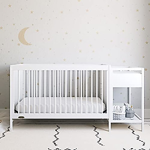 Graco Fable Convertible  Crib & Changer with Premium Foam Crib and Toddler Mattress - White