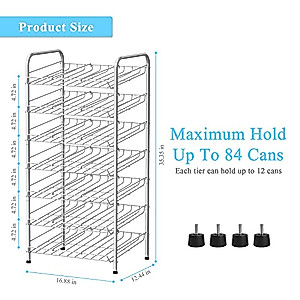 Can Organizer for Pantry 7-tier Can Organizer Can Good Organizer for Pantry Shelf Holds up to 84 Cans Can Rack Dispenser for Pantry, Kitchen, Cabinet Silver