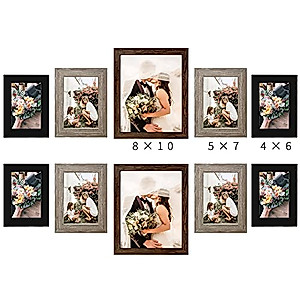 LUCKYLIFE Gallery Wall Frame Set, Picture Frames Collage 10-Pack for Wall or Tabletop with 8x10 5x7 4x6 Frames in 3 Different Finishes