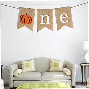 ibasenice 3pcs Kids First Birthday Bunting First Birthday Hanging Garland Halloween Theme Banner Burlap Banner Rings Baby Pumpkin