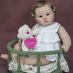 Angelbaby Cute Reborn Baby Dolls 24 Inch Realsitic Reborn Toddler Girl Doll Fat Face Newborn Silicone Baby Real Life Weighted Bebe Reborns Snuggle Doll Sets for Kids