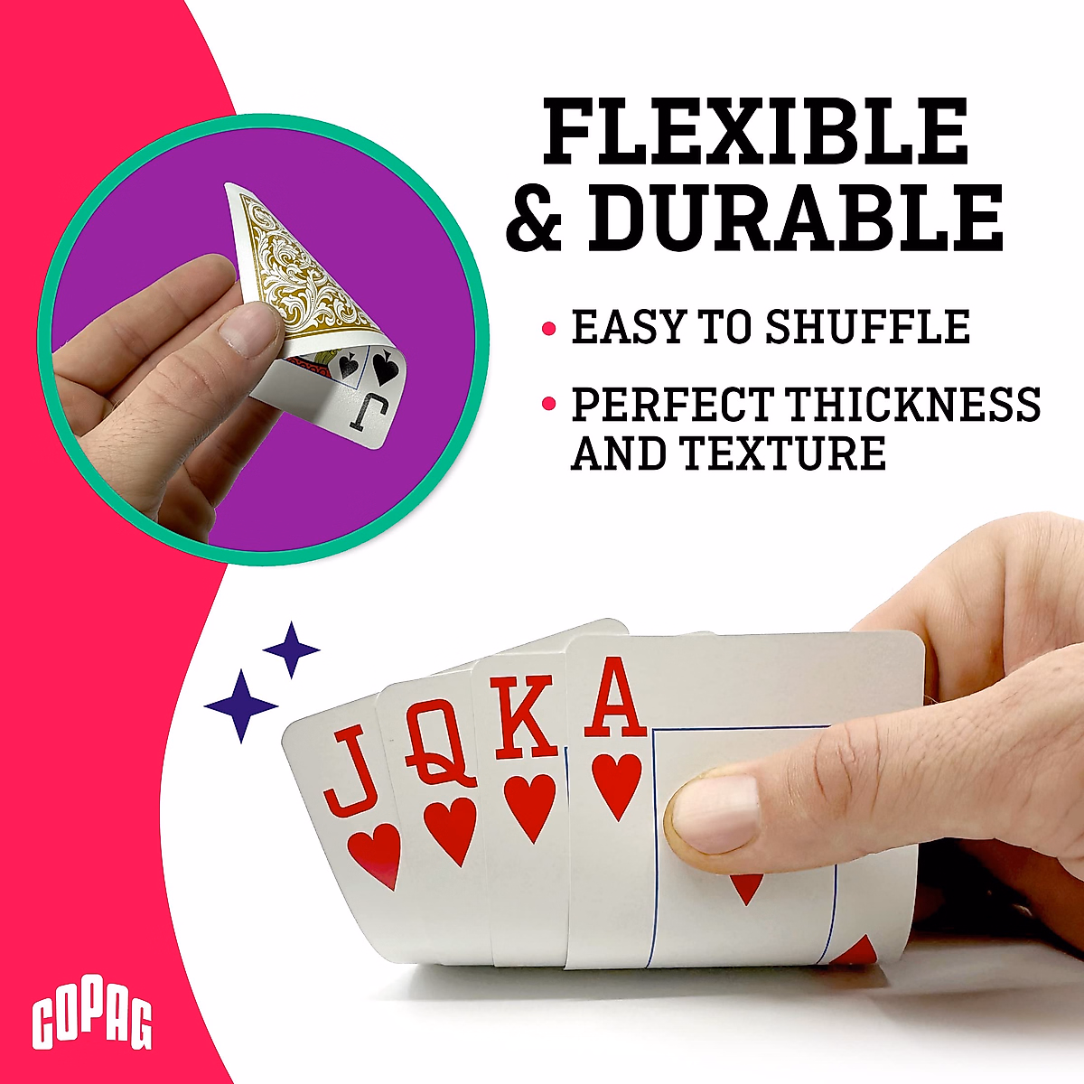 Copag Elite 100% Plastic Playing Cards, Poker Size Jumbo Index Single Deck (Red)