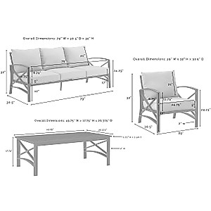 Crosley Furniture Kaplan 4-Piece Outdoor Sofa Patio Furniture Set, Conversation Sets for Porch, Deck, Oiled Bronze with Oatmeal Cushions