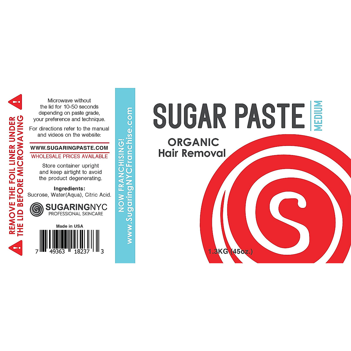 Sugaring NYC Brazilian Bikini Sugaring Paste - Medium, 45 Fl Oz, For Various Hair Types, Unisex, Hair Removal Paste