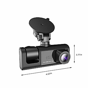 3 Channel Cam Front & Rear Inside - 1080P Camera for Cars - Dashcam Three Way Car Camera with IR Night Vision - Loop Recording, G-Sensor,Parking Monitor/2224