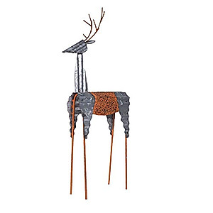 Alpine Corporation JUM324 Alpine Sheet Metal Reindeer, Outdoor Festive Decoration for Garden, Lawn, Yard Holiday décor, 30