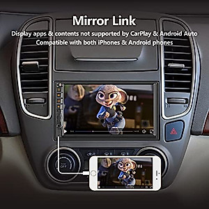 LXKLSZ Double din Car Stereo Compatible with Carplay/Android Auto with 7 inch Touch Screen Bluetooth/Mirror Link/Hands-Free Calling/FM/AM/EQ Rear View Camera