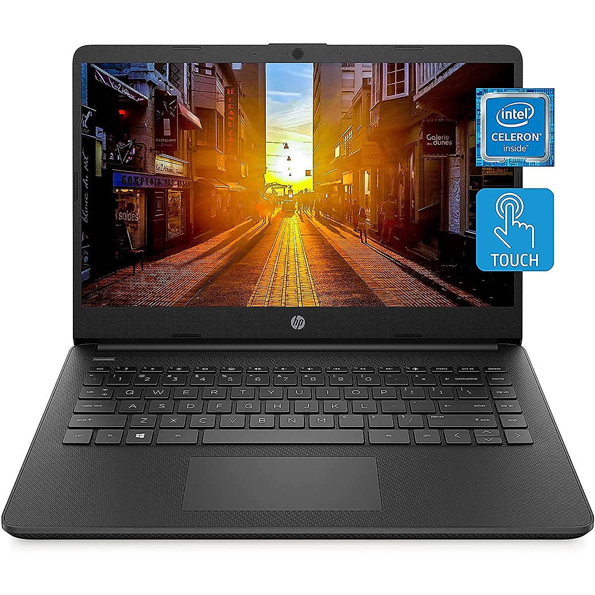 HP Stream 14" HD Touchscreen, Intel Celeron Dual-Core Processor, 4GB DDR4 Memory,192GB Storage (64GB eMMC+128GB Card),WiFi,Webcam,Bluetooth,1-Year Microsoft 365, Windows 10 S, Jet Black|TGCD Bundle
