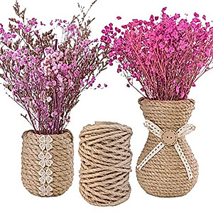 Topbuti 5mm Natural Jute Twine 100 Feet Braided Jute Rope, Crafting Twine String Thick Twine for DIY Artwork, Christmas Twine, Gift Wrapping, Gardening Applications