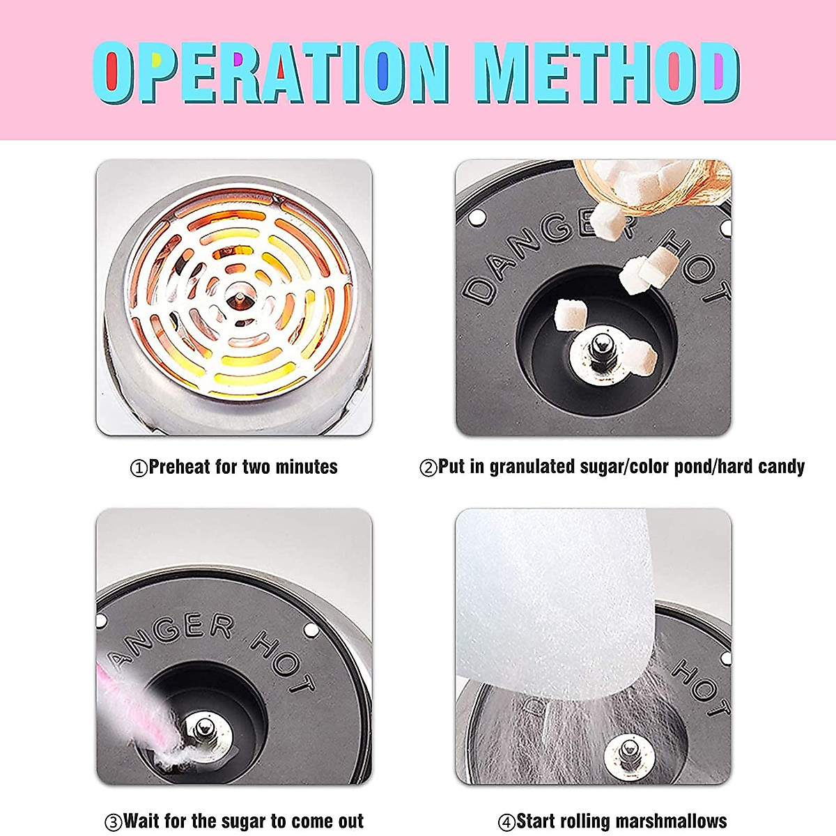 WLL-DP Mini Cotton Candy Machine, Portable Household Candy Floss Maker, for Birthday Festival Family Party Homemade Sweets Chic Gift