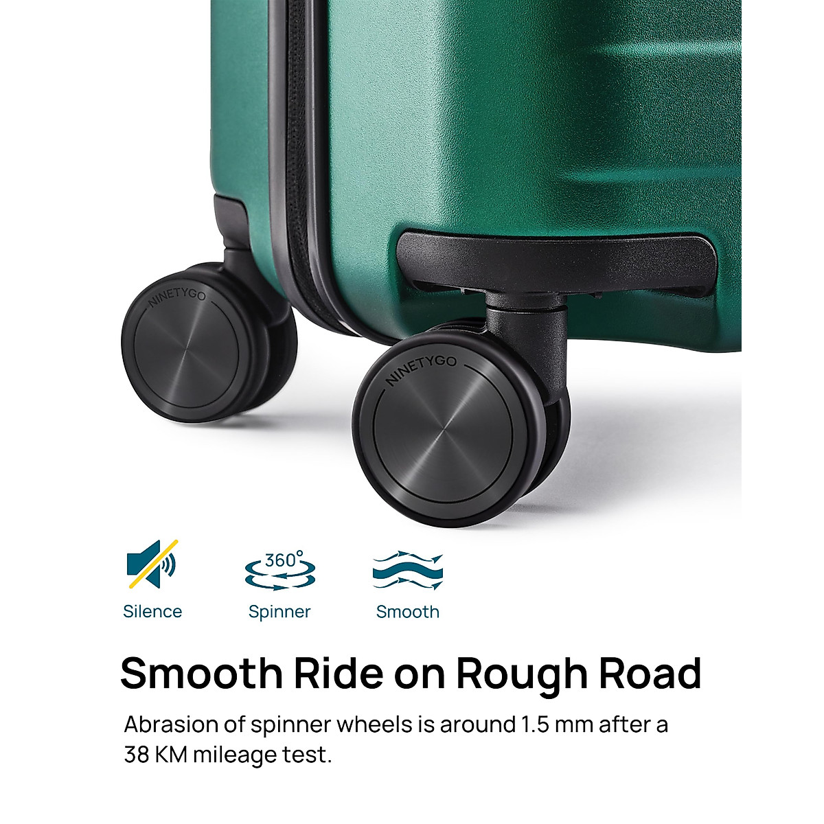 NINETYGO Carry on Luggage 22x14x9 Airline Approved with USB Port, 20 Inch Hardshell Spinner Hardside Suitcase with Wheels, TSA Lock for 3-5 Days Travel Quick Getaway Business, 38L, Emerald Green