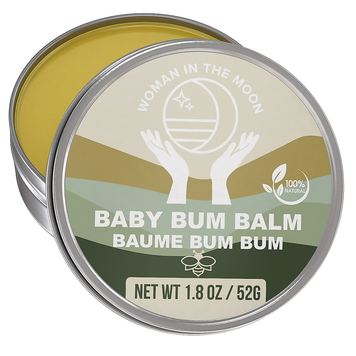 Organic Baby Bum Balm - For Baby's Sensitive Little Bum – Woman In The Moon - Safe, Natural Skin Care – Moisturizing Balm to Promote Skin Health (1 Pack)