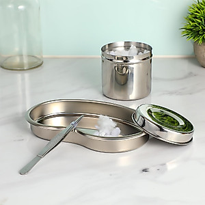 iplusmile Medical Tray Stainless Steel Instrument Tray Sterilizer Surgical Tray with Sterilizing Jar and Tweezer