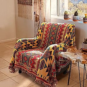 JIABOLANG Boho Throw Blankets Reversible Woven Blankets Cover Hippie for Couch Bed Recliner Sofa Bohemian Tapestry Colorful Furniture Protector Cover for Home Décor, Astrology, Double Side, 50"x70"