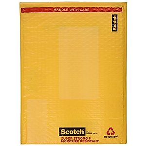 Scotch Plastic Bubble Mailer, 10.5 in x 15.25 in, Size #5, Yellow, 4/Pack (8915-4)