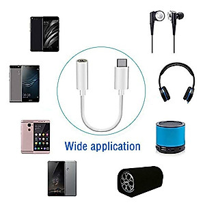 HOVTOIL Type C to 3.5mm Audio Adapter Cable 2Pcs Type C USB-C Male to 3.5mm Female Headphone Jack Aux Audio Adapter Cables High Performance White 2pcs