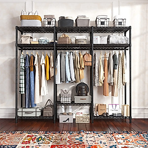 Raybee Heavy Duty Clothes Rack with Cover Loads 795 LBS Clothing Racks for Hanging Clothes Portable Closet Metal Clothes Racks for Hanging Clothes Wire Garment Rack 56" W* 16" D*75.5" H