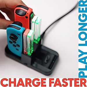 TALK WORKS Charging Dock for Nintendo Switch Joy-Cons & Pro Controller - Charger Base Remote Accessory LED Docking Station Compatible w/ Switch OLED