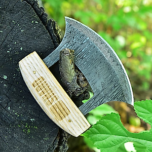 Handmade Damascus Steel Blade Ulu Knife,Chef Ulu Knife, Multi-Purpose Damascus Knives for Chopping, Skinning,Pizza Cutting, Rockers Knife, Traditional Kitchen Fixed Blade Knife with Leather Sheath