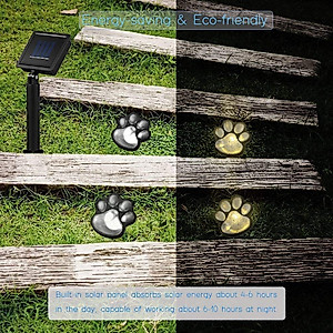 Solar Paw Print Lights (Set of 4), Warm White(3000-4500k) (Warm White)