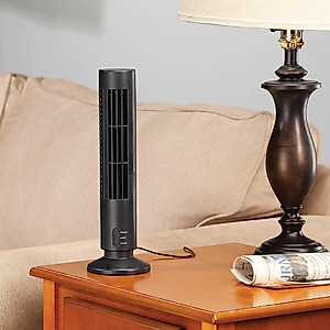 Fox Valley Traders Mini Tower Fan, USB-Powered, 2 Speeds, Measures 4 1/8” Wide x 13” High