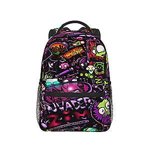 CONPELSON Backpacks Invader Anime Zim Adjustable Laptop Backpack Double Shoulder Bag for Women Men Climbing Shopping Work