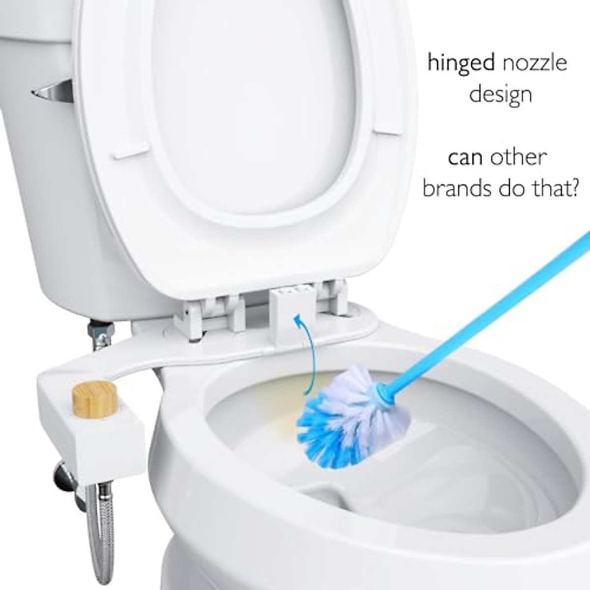 BIDETbidet Left/Right Reversible FRESH WATER Non-Electric Ultra-Slim Toilet Attachment, Ability to SWITCH between Right/Left Hand Side Control with Dual Nozzle Hinged Design, Hassle-Free Installation